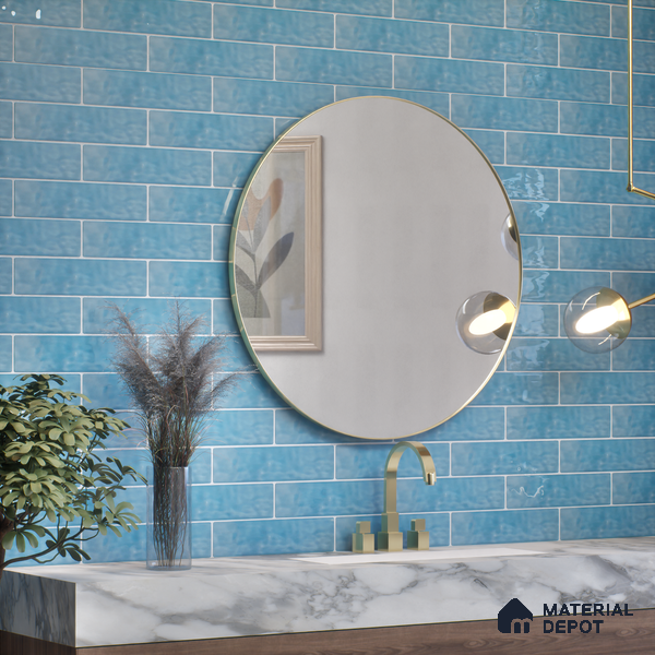 Blue Glossy TL 03802 B Blue 300x75 mm Glossy Finish Ceramic Wall Subway ...